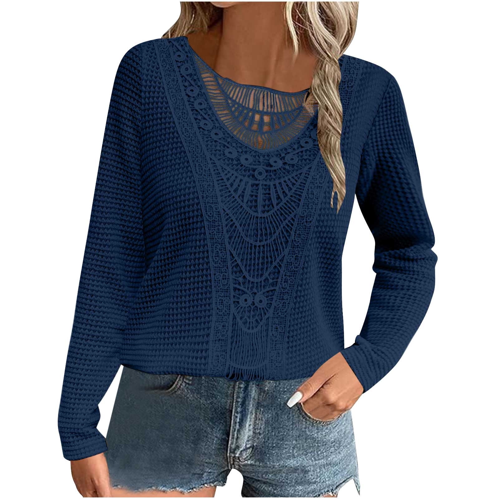 Casual Long Sleeve Tops in Clearance Women Knit Tunic Tops Spring Long ...
