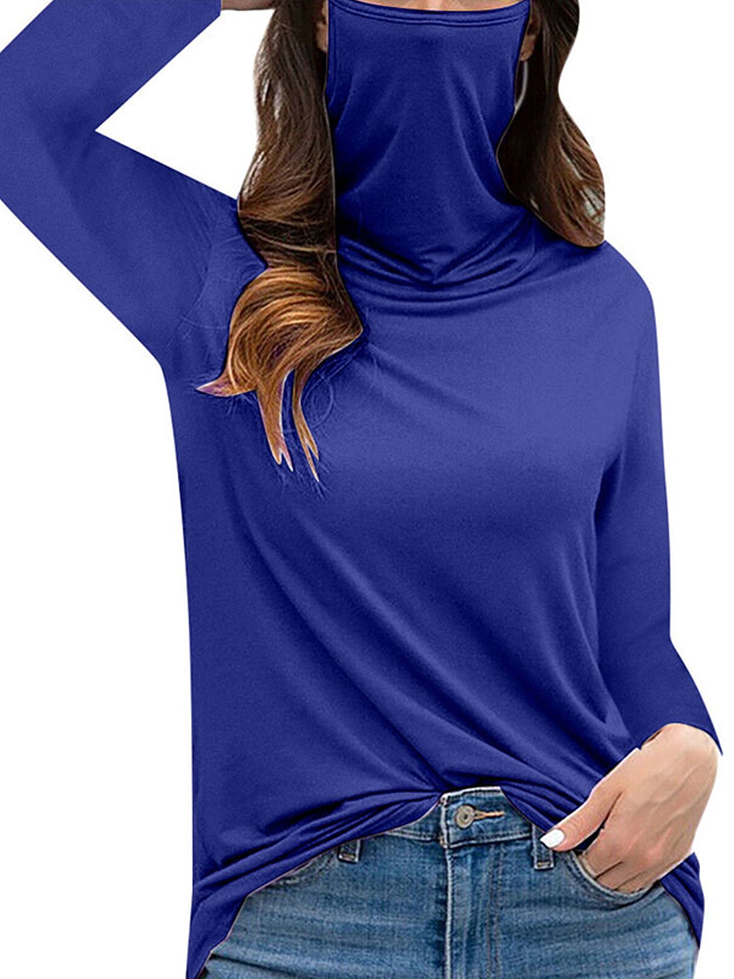 Casual Long Sleeve Turtleneck Pullover Blouse Tops For Women Autumn ...