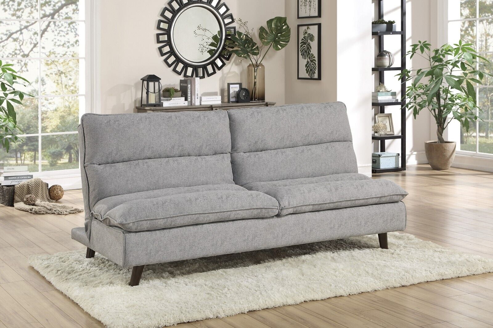 Casual Look Living Room Convertible Sofa 1pc Grey Color Textured Fabric ...