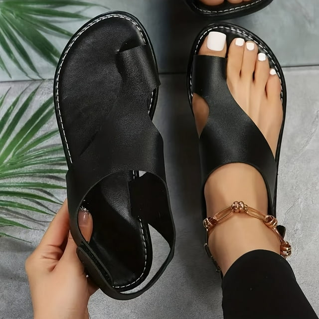 Casual Loop Toe Summer Shoes, Women's Simple Flat Sandals, Lightweight ...