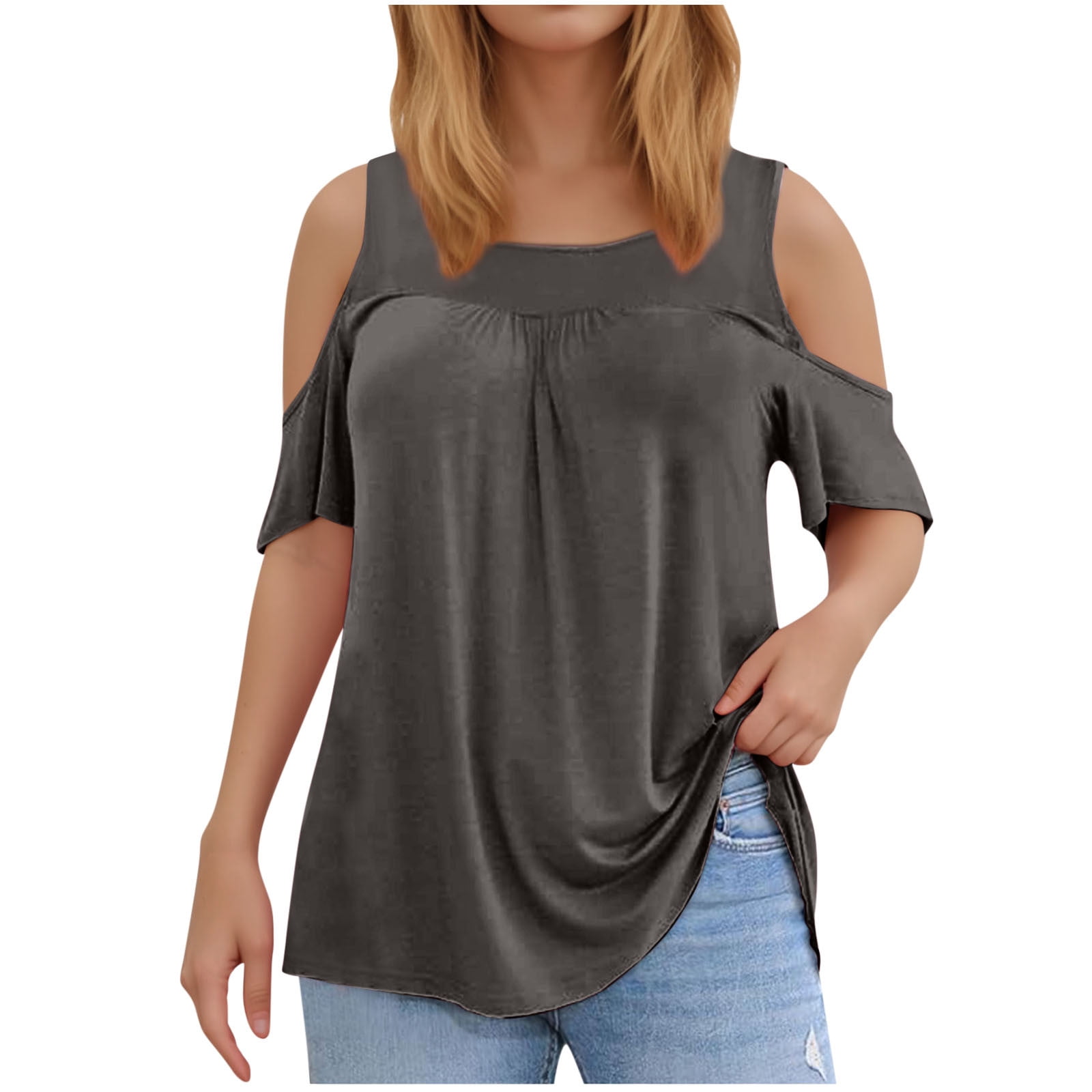 Casual Loose Fitting Top Women's Plus Size Top Short Sleeved Basic ...