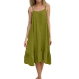 Casual Loose Sleeveless Sundress for Women Tiered Spaghetti Strap Flowy ...