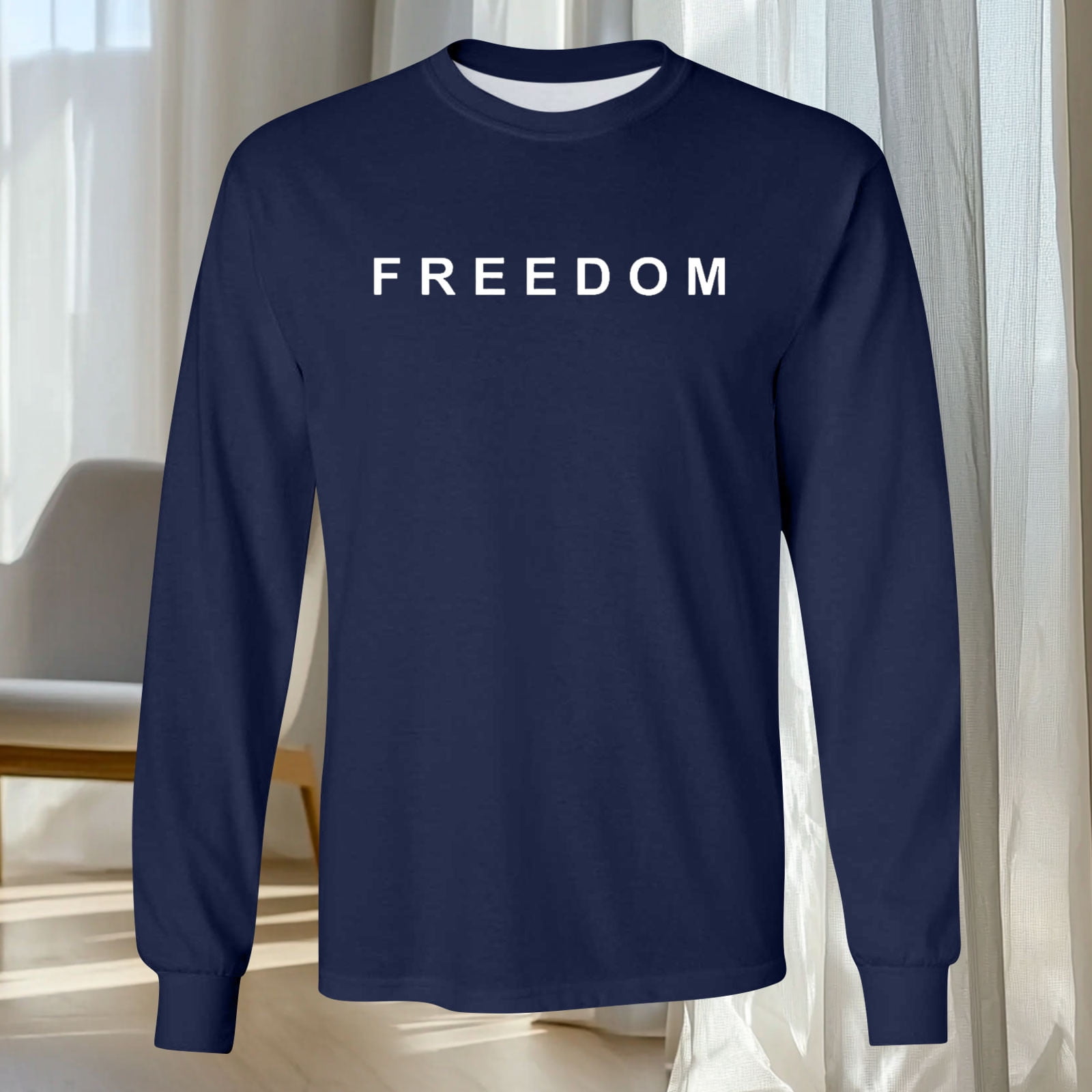 Casual Men's Sweatshirt, Fashion Relaxed-Fit Long Sleeve T-Shirt with ...