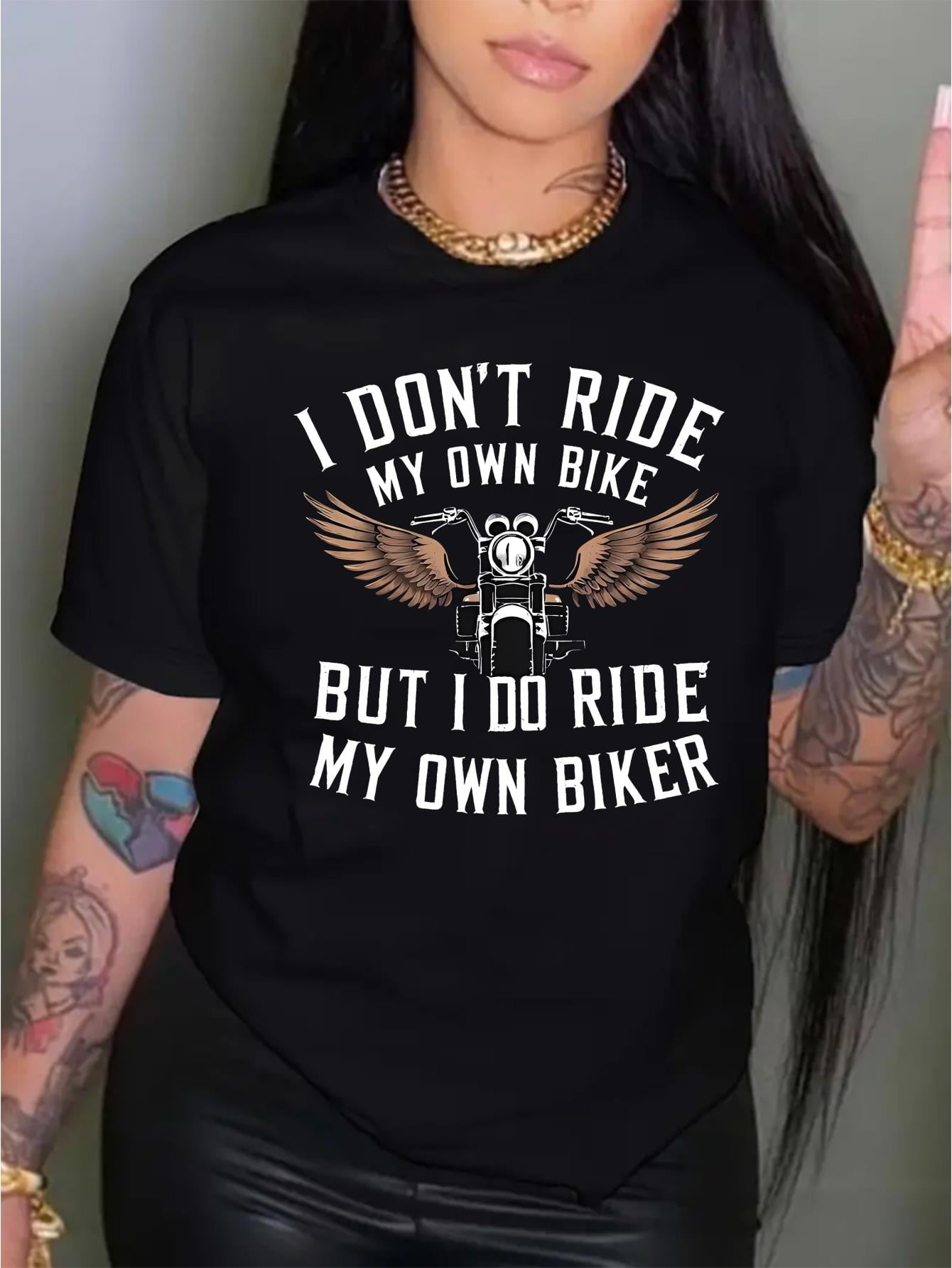 Casual Motorcycle Biker Print Crew Neck T-Shirt - Short Sleeve For ...
