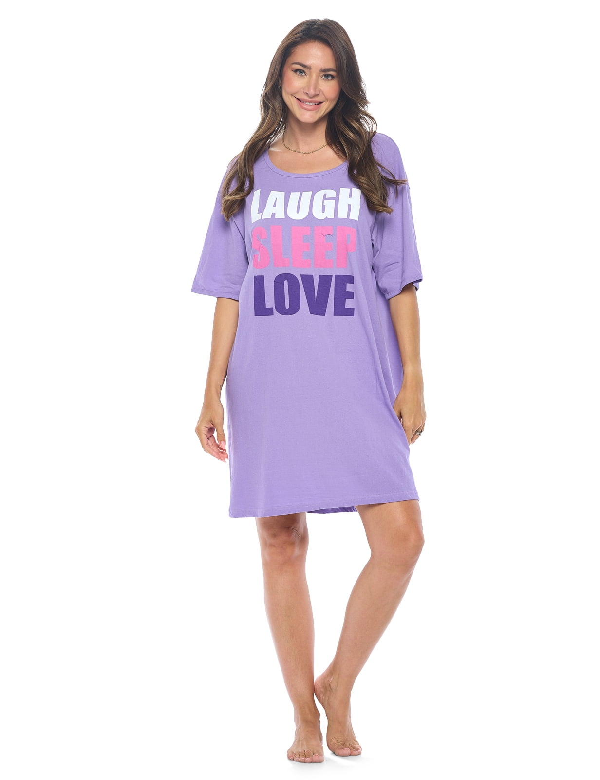 Casual Nights Women's Cotton Blend Sleep Shirt - Oversized Nightshirt ...