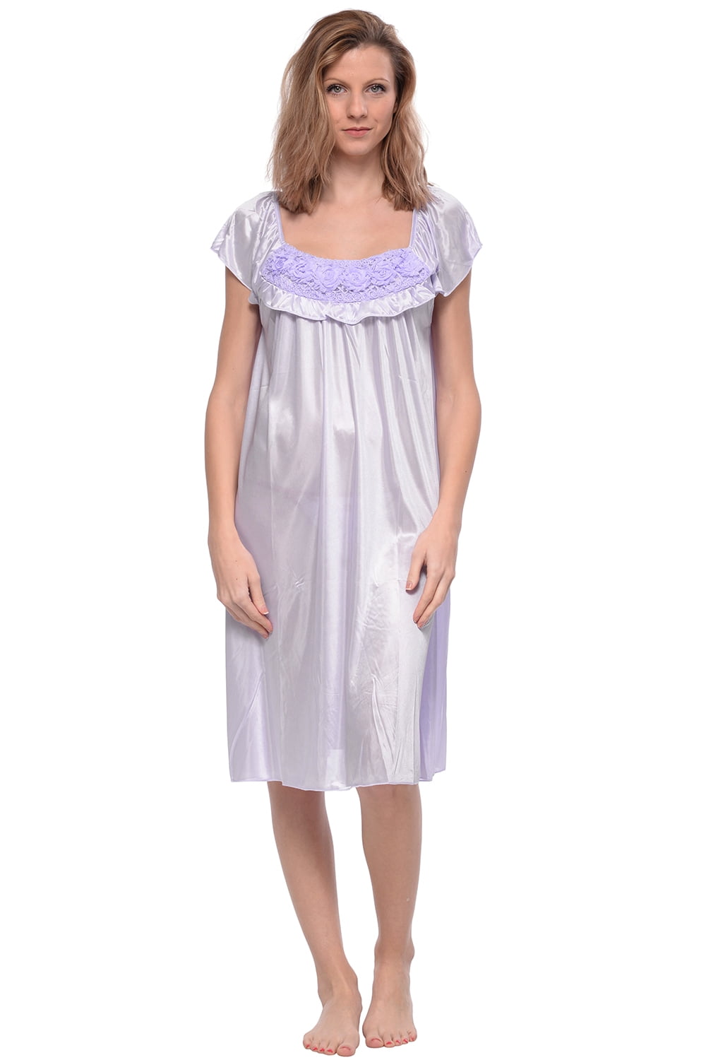 Casual Nights Women's Cap Sleeve Flower Silky Tricot Nightgown ...