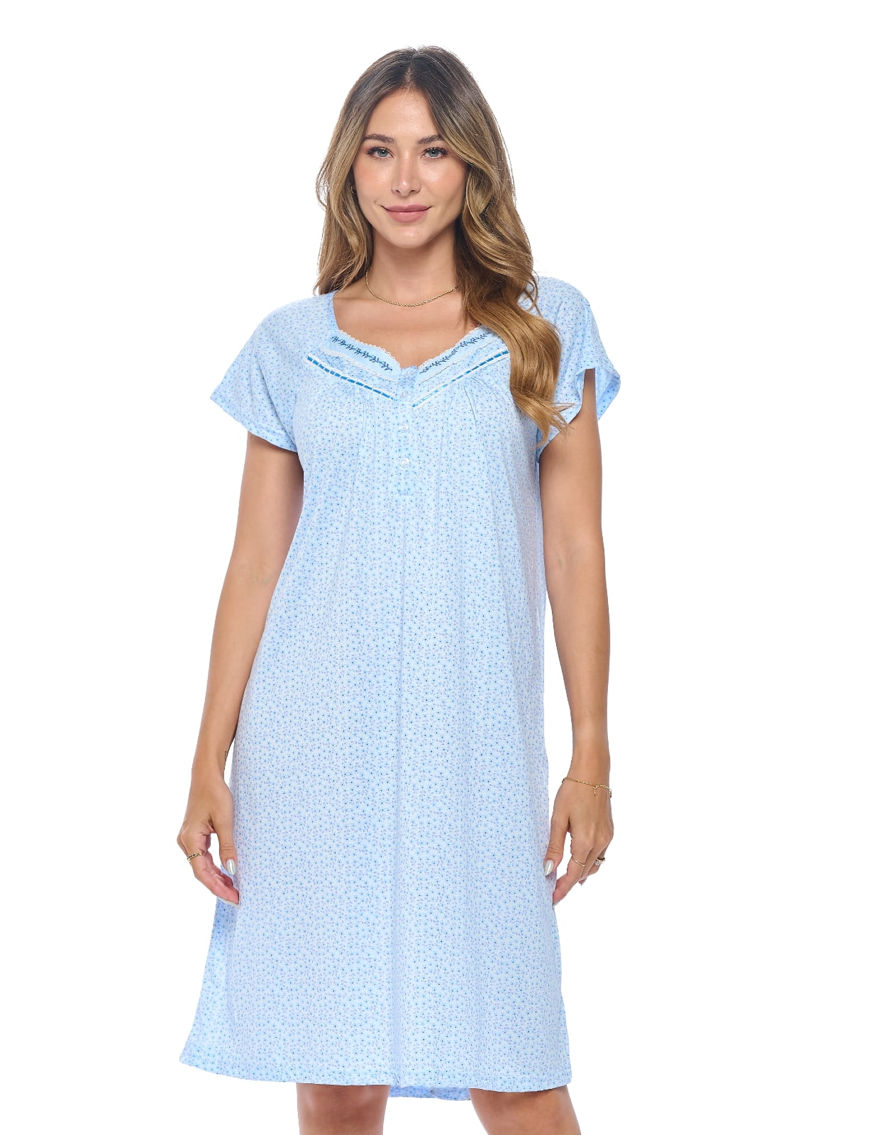 Casual Nights Women's Fancy Lace Floral Short Sleeve Nightgown ...