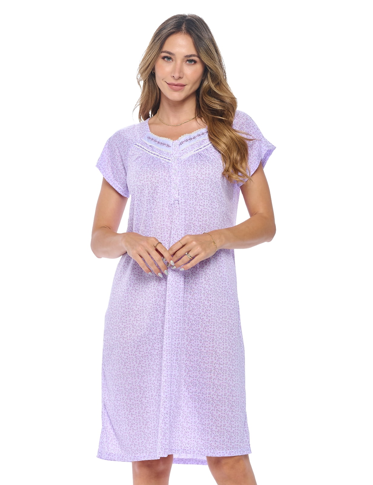 Casual Nights Women's Fancy Lace Floral Short Sleeve Nightgown ...