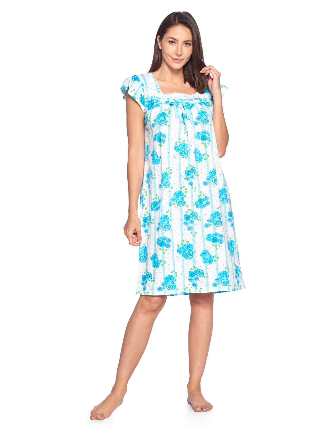 Casual Nights Women's Fancy Lace Floral Short Sleeve Nightgown ...