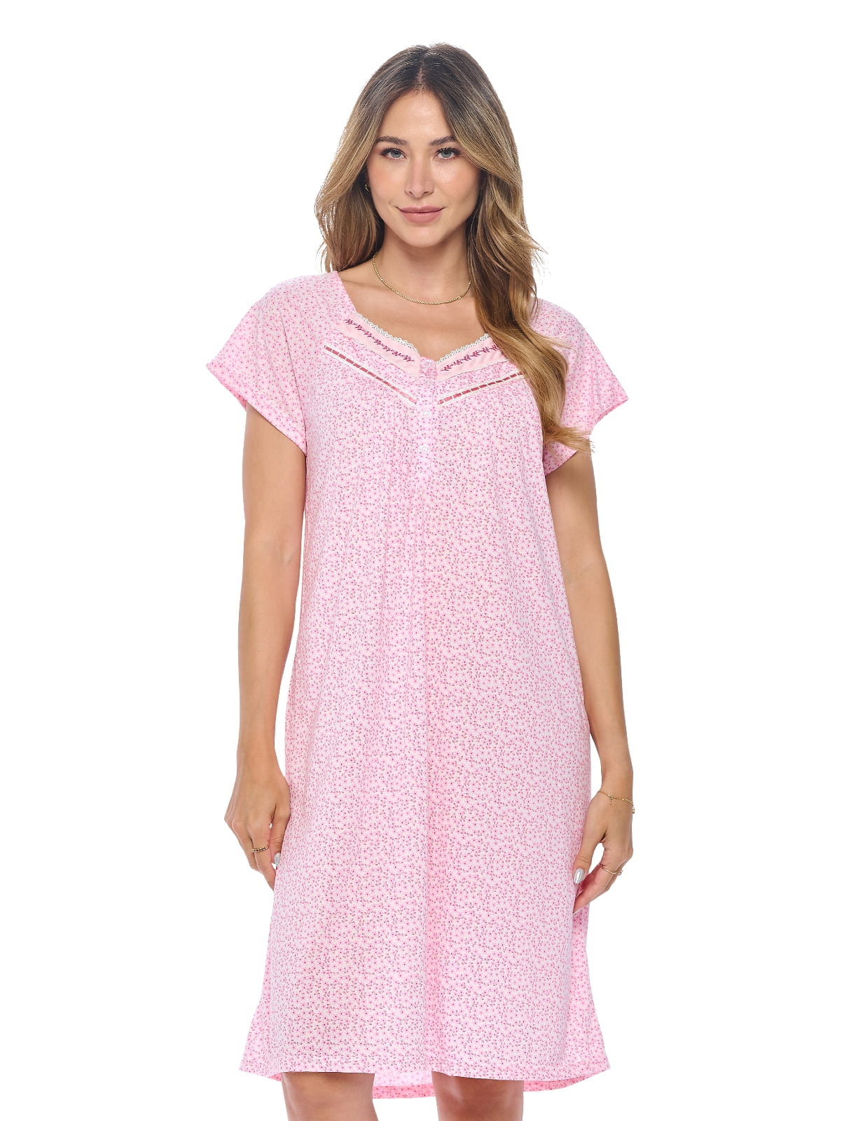 Casual Nights Women's Fancy Lace Floral Short Sleeve Nightgown ...