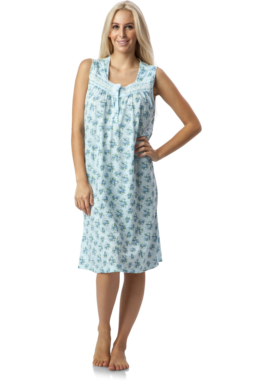 Casual Nights Women's Fancy Lace Trim Sleeveless Nightgown - Walmart.com