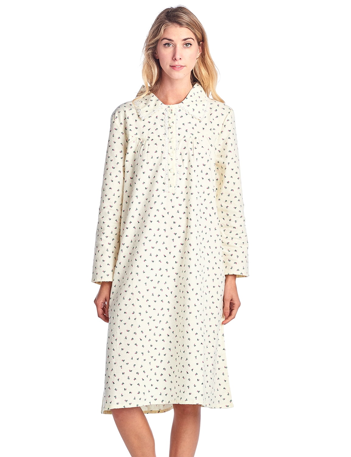 Casual Nights Women's Flannel Floral Long Sleeve Nightgown - Walmart.com