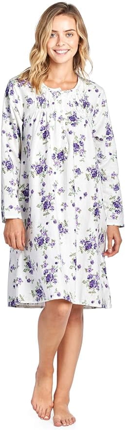 Casual Nights Women's Flannel Floral Long Sleeve Nightgown - Walmart.com