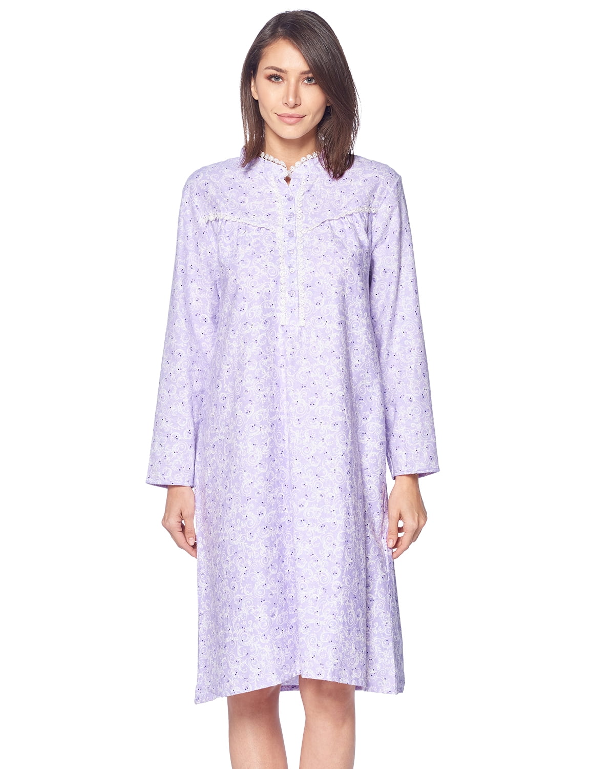 Casual Nights Women's Flannel Floral Long Sleeve Nightgown - Walmart.com