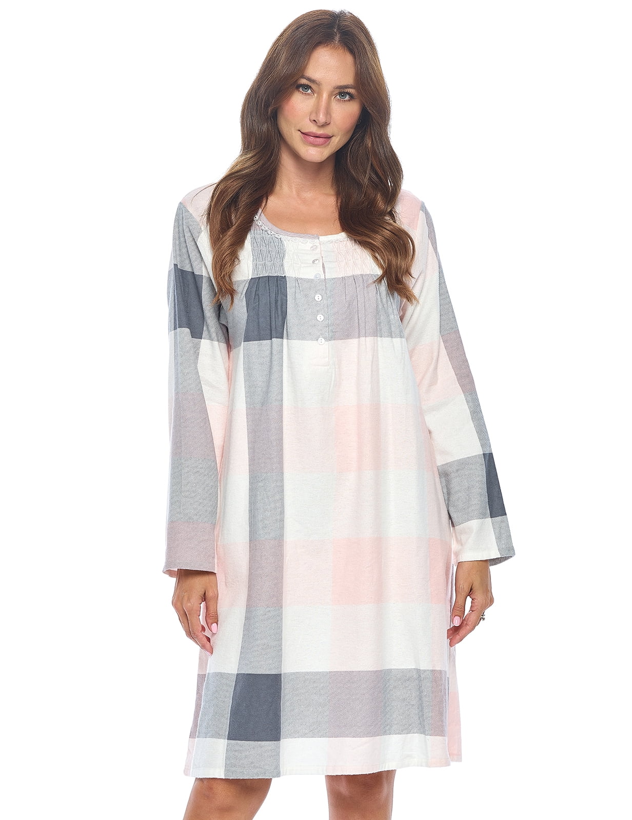 Casual Nights Women's Flannel Floral Long Sleeve Nightgown - Walmart.com