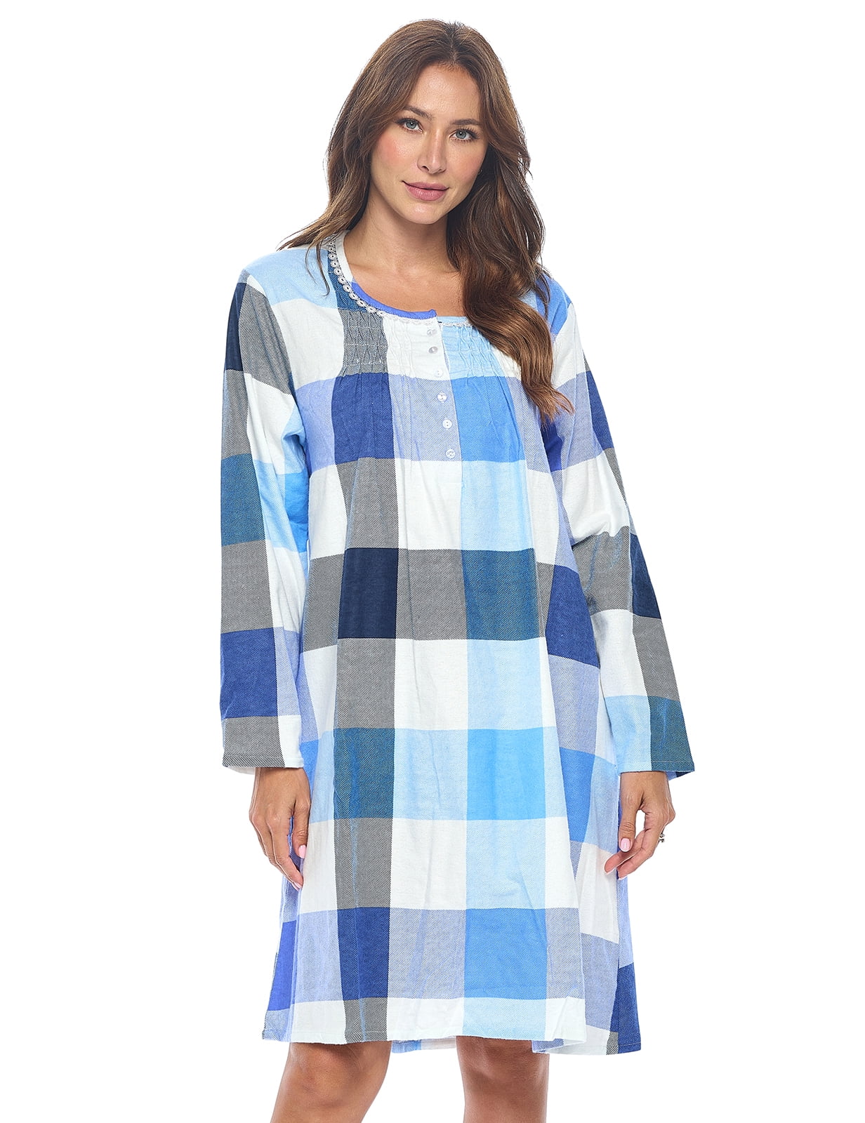 Casual Nights Women's Flannel Floral Long Sleeve Nightgown - Walmart.com
