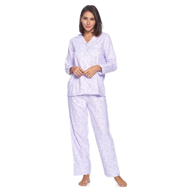 Casual Nights Women's Flannel Pajama Set - Long Sleeve, Button Down ...