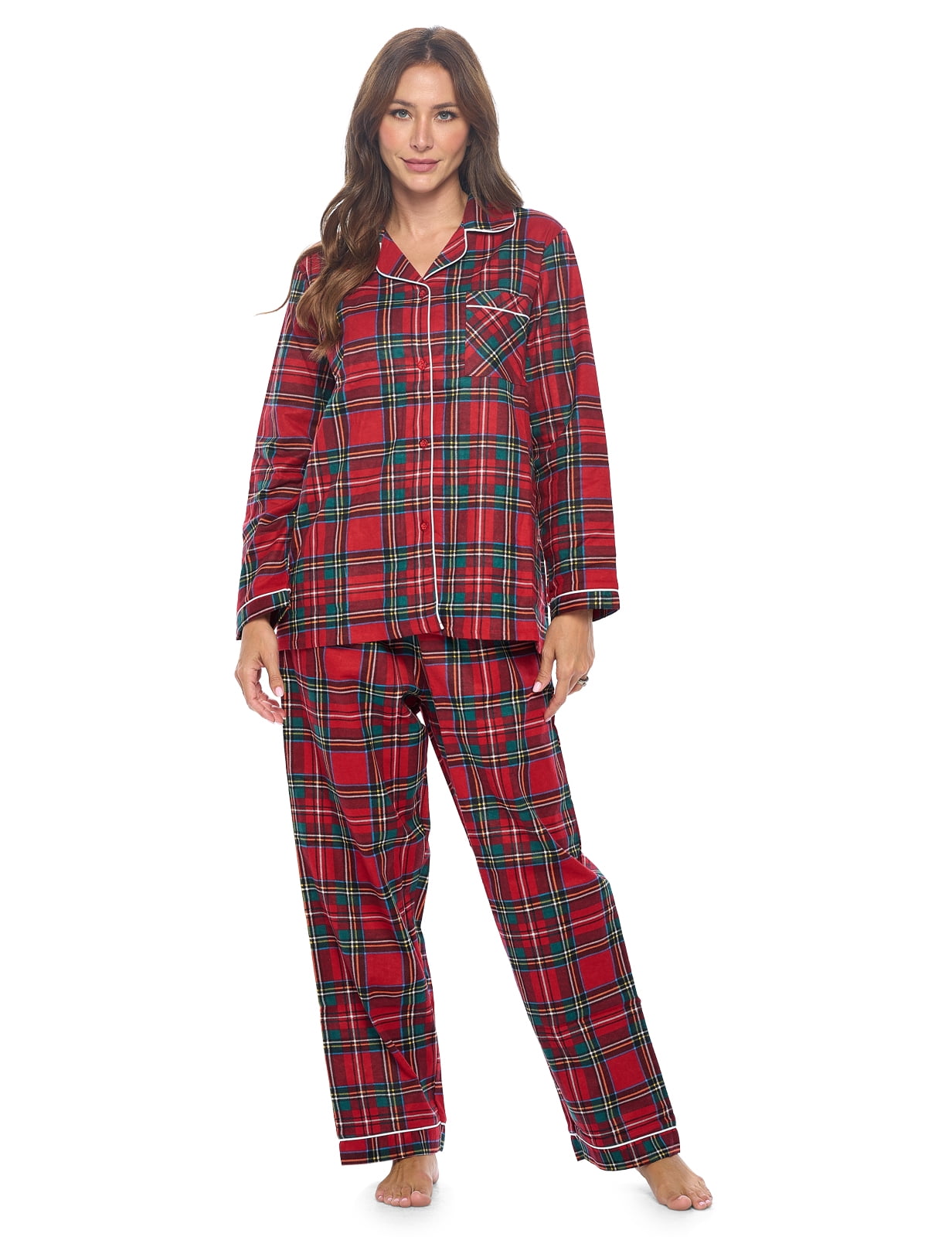 Casual Nights Flannel Pajama Set for Women - Long Sleeve PJ's with ...