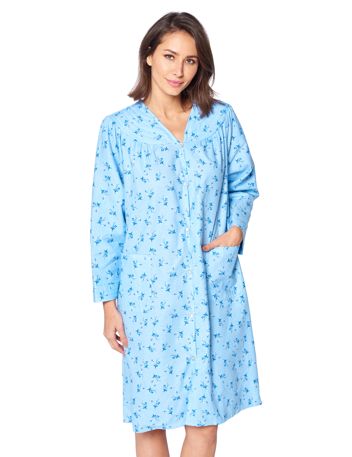 Casual Nights Women's Flannel Floral Long Sleeve Nightgown - Walmart.com