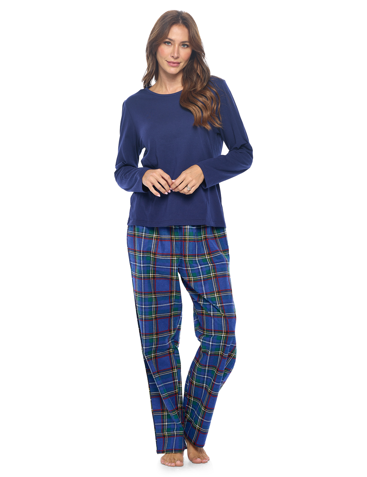 Autumn Winter Flannel Pajama Sets for Women Cute Polka Dot Printed Long ...