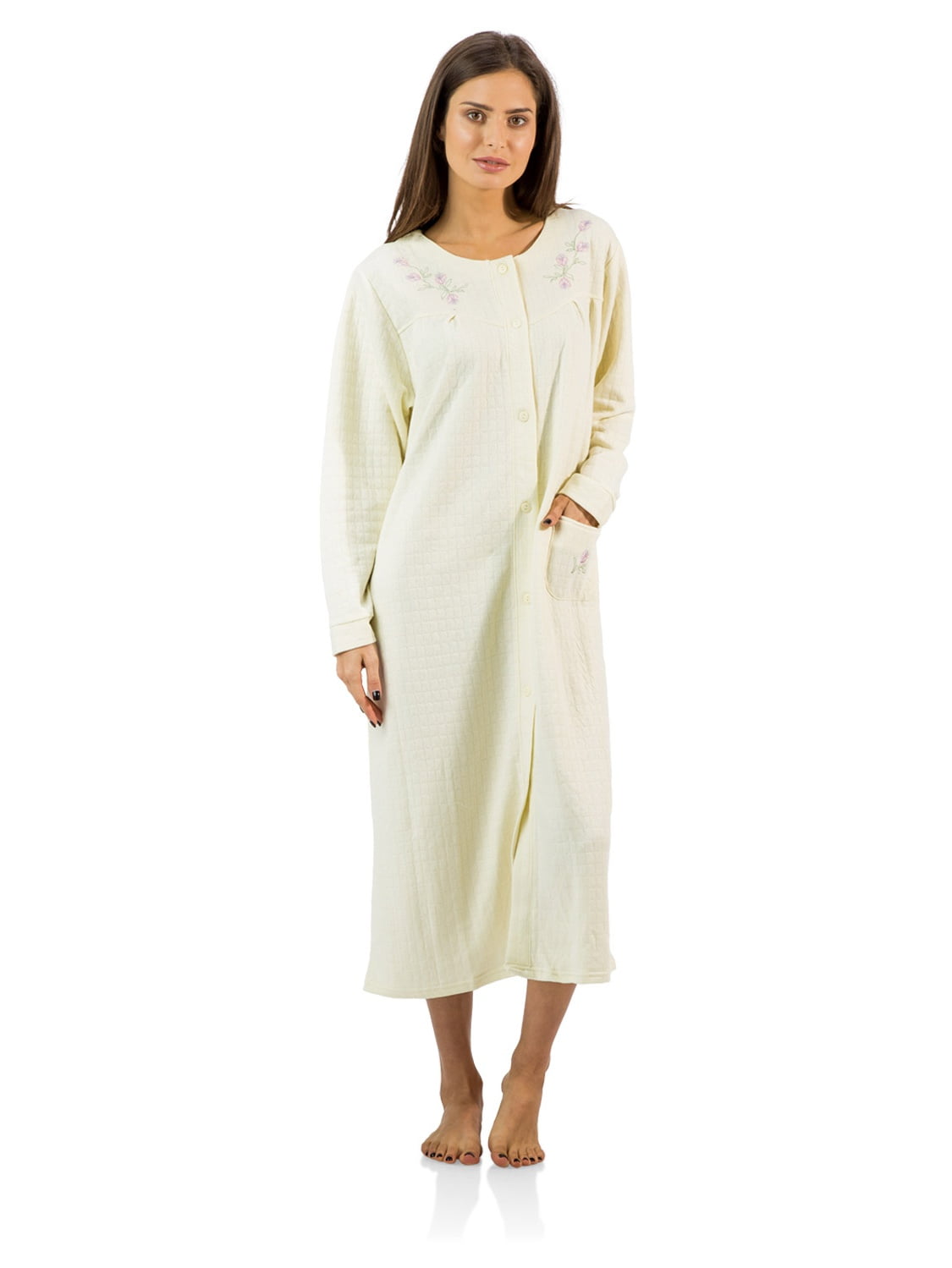 Casual Nights Women's Long Quilted Robe House Dress - Walmart.com