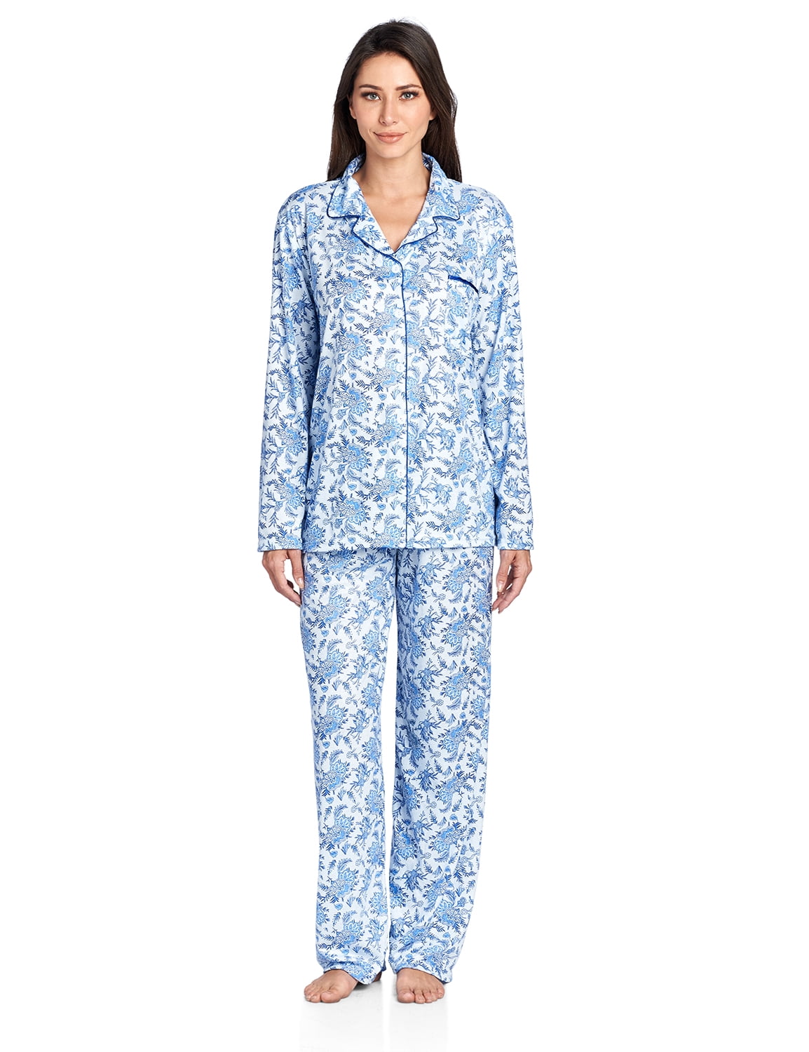 Casual Nights Women's Long Sleeve Floral Pajama Set - Walmart.com