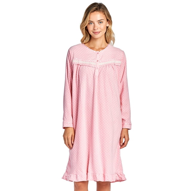 Casual Nights Women's Sleepwear Nightgown, Long Sleeve Micro Fleece ...