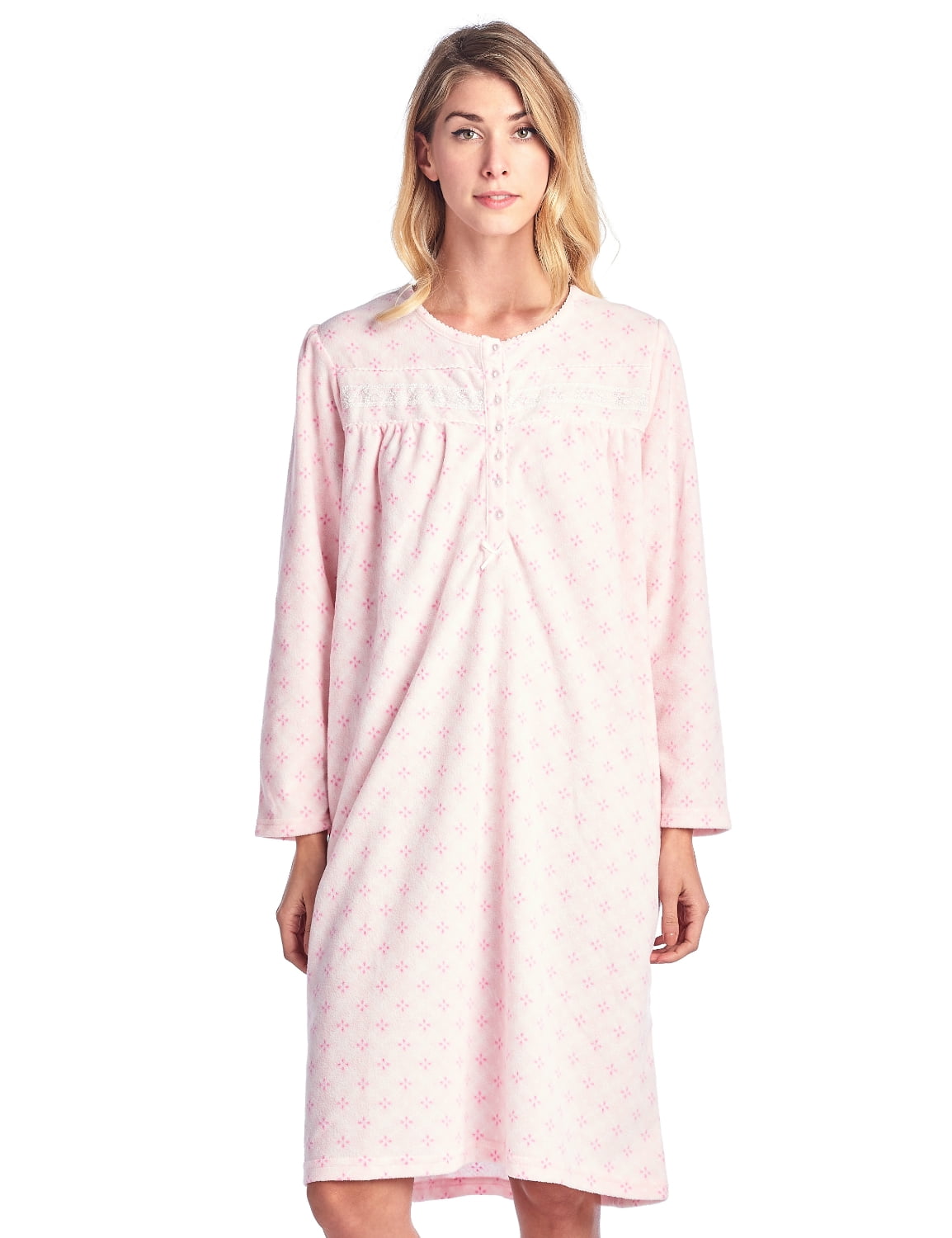 Casual Nights Women's Sleepwear: Long Sleeve Micro Fleece Floral ...