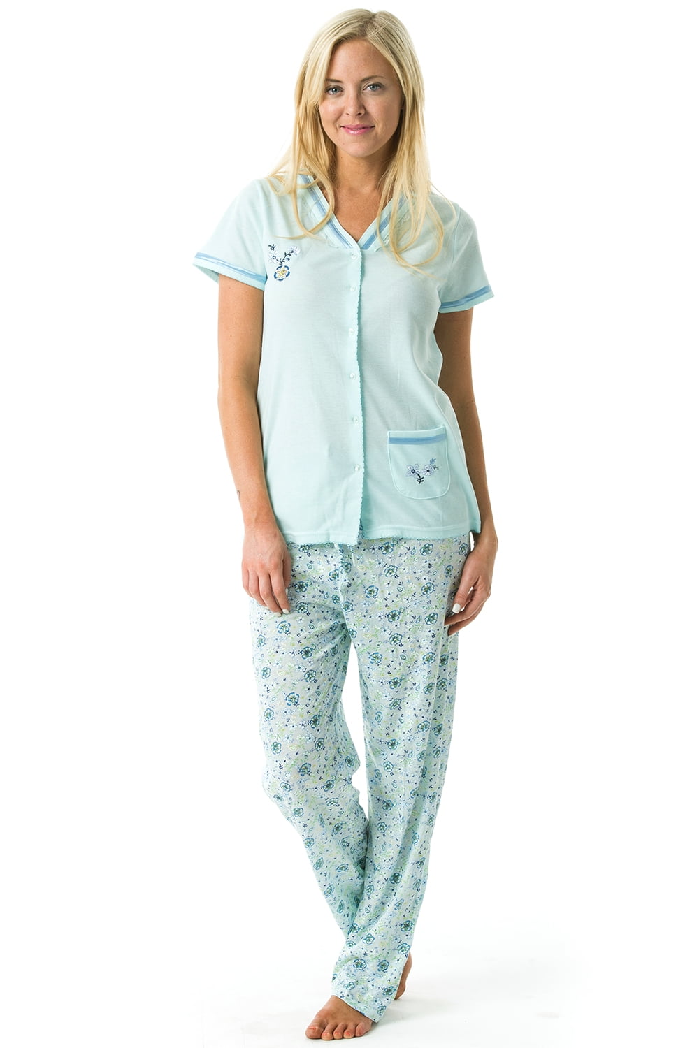 Casual Nights Women's Rayon Printed Short Sleeve Capri Pajama Set ...