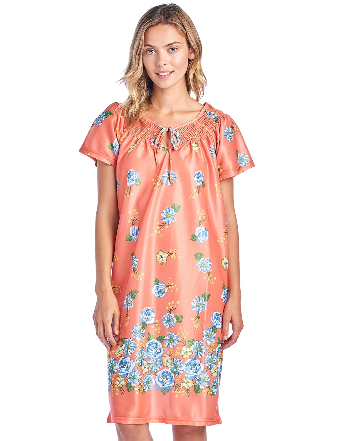 Casual Nights Women's Round Neck Mu-Mu Housecoat Lounger - Walmart.com