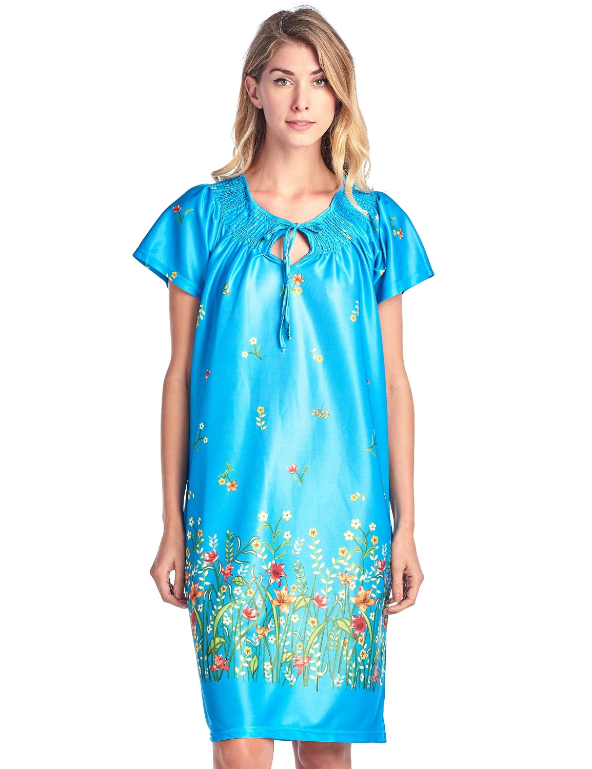 Casual Nights Women's Round Neck Mu-Mu Housecoat Lounger - Walmart.com