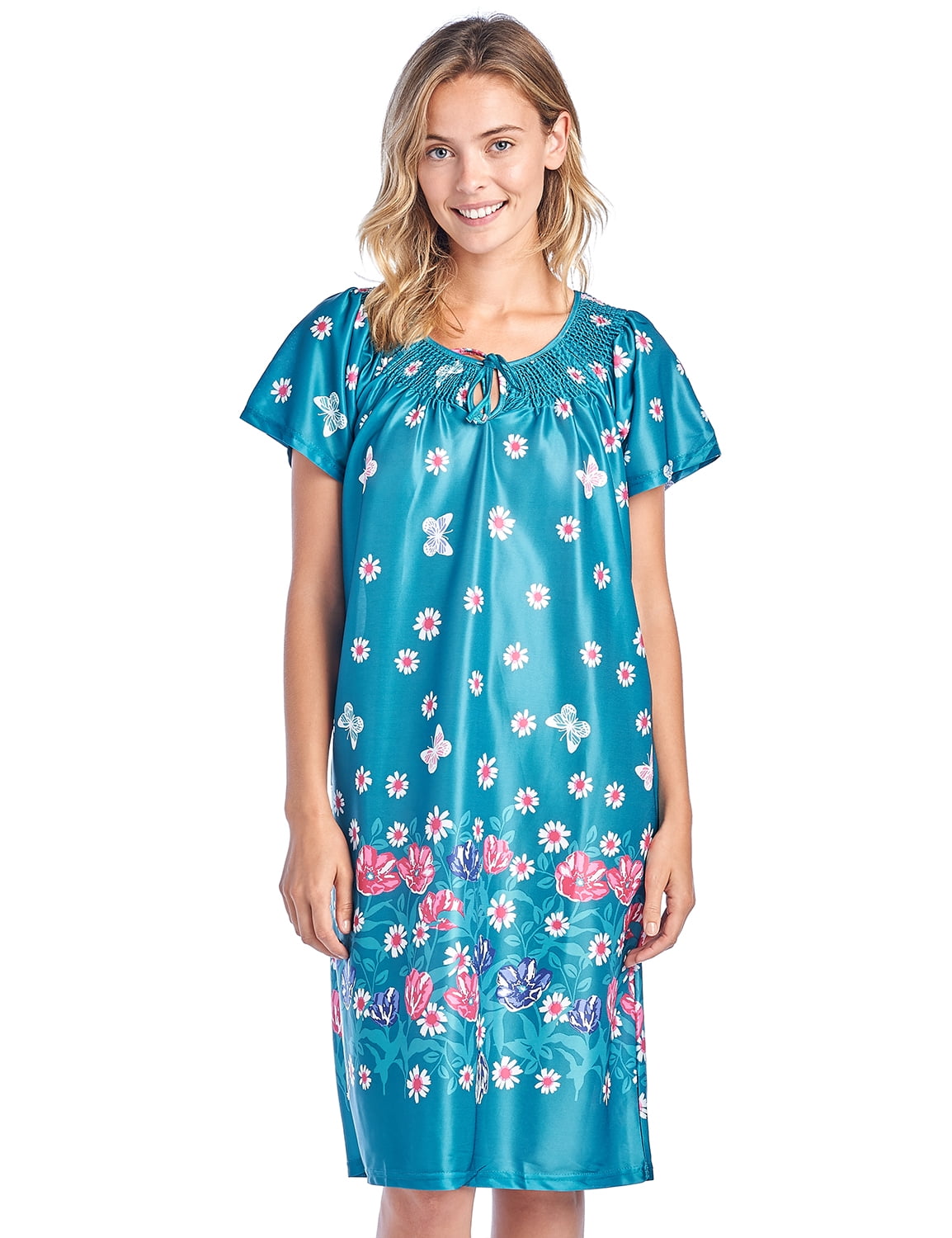 Casual Nights Women's Round Neck Mu-Mu Housecoat Lounger - Walmart.com