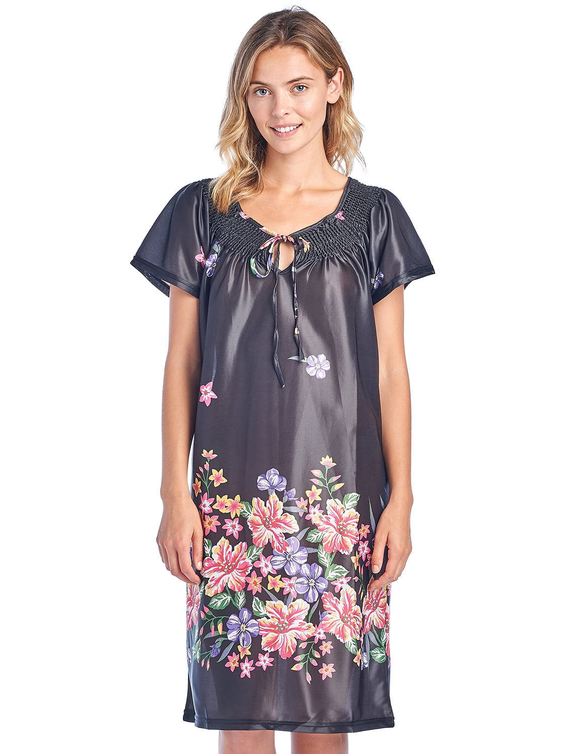 Casual Nights Women's Round Neck Mu-Mu Housecoat Lounger - Walmart.com