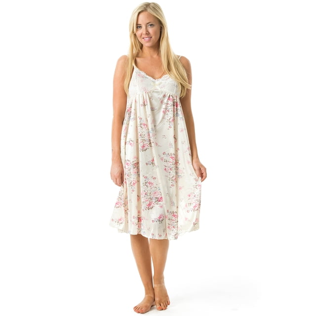 Casual Nights Women's Satin Lace Camisole Nightgown - Walmart.com