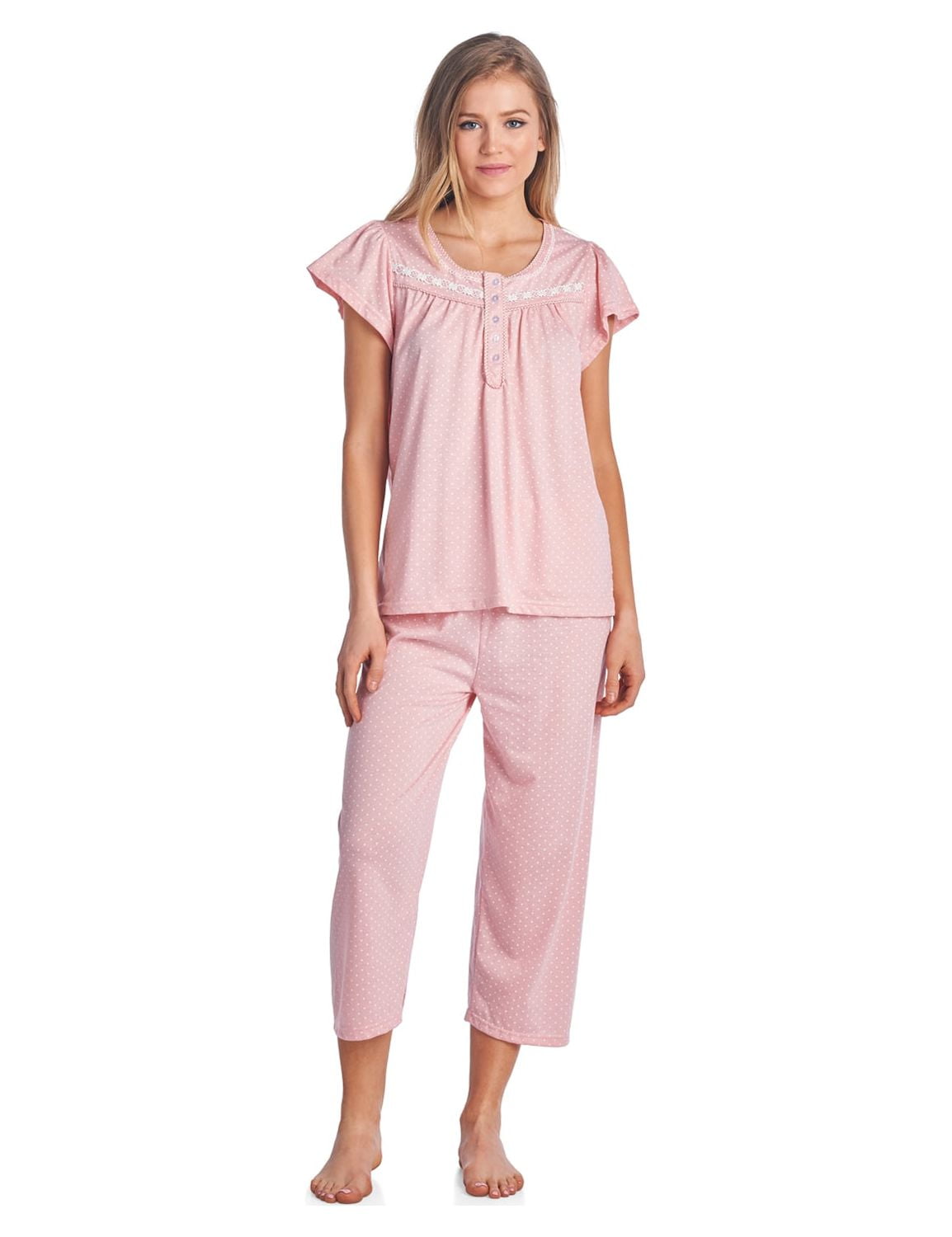 Casual Nights Women's Plus Size Floral Embroidered Pajama Sleepwear Set ...