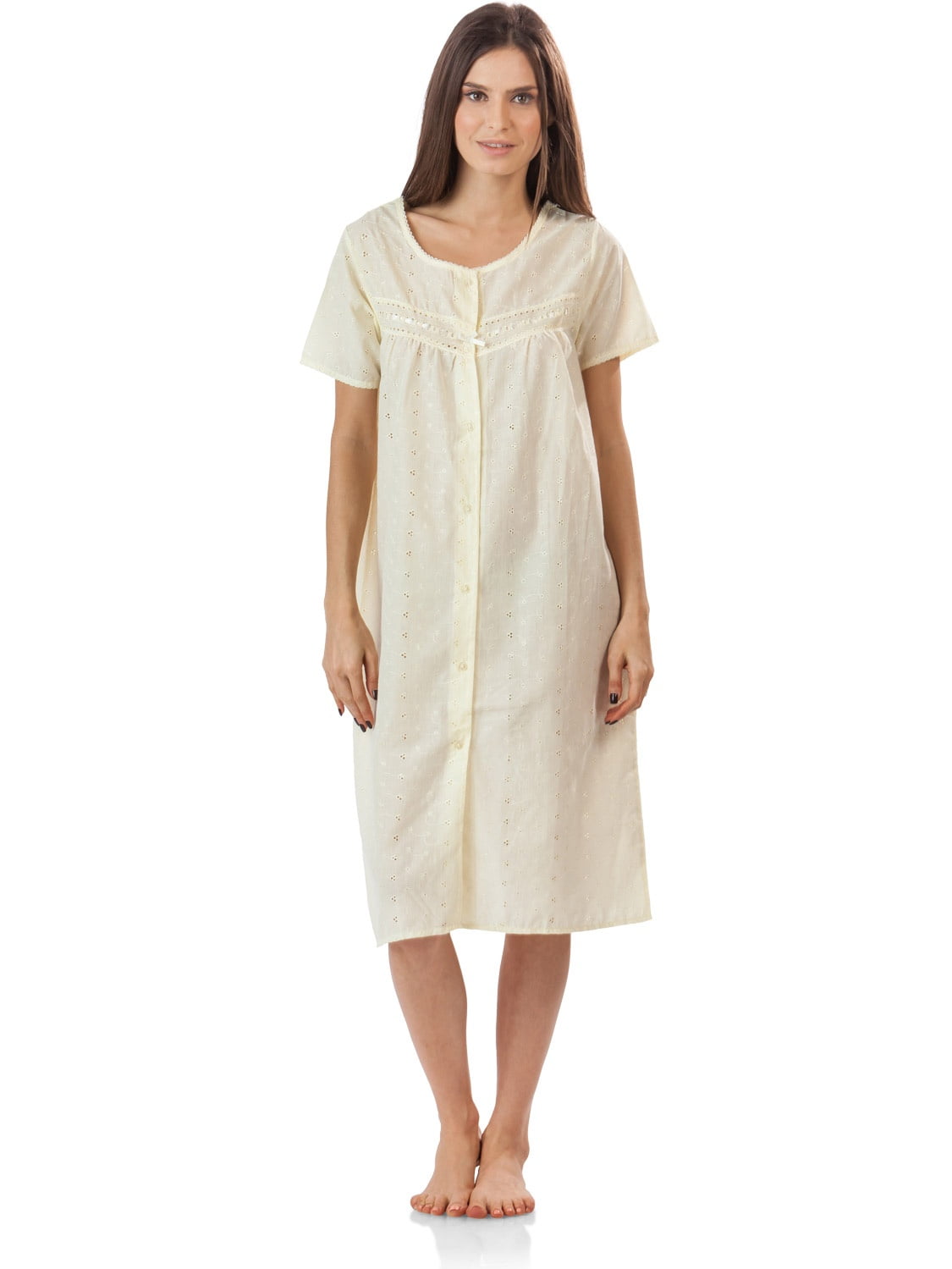Casual Nights Women's Short Sleeve Eyelet Embroidered House Dress ...
