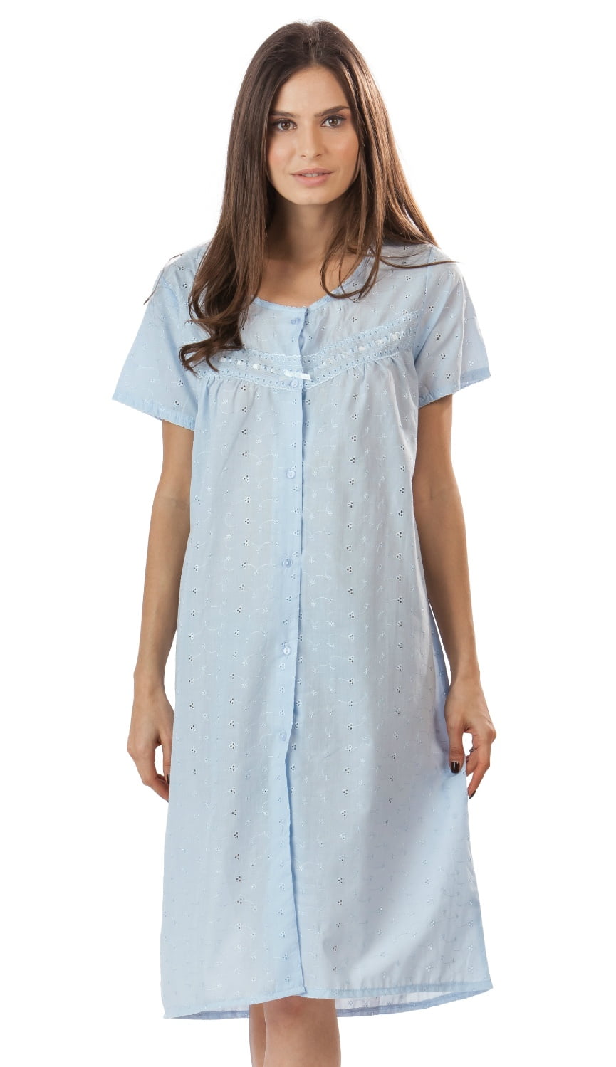 Casual Nights Women's Short Sleeve Eyelet Embroidered House Dress ...