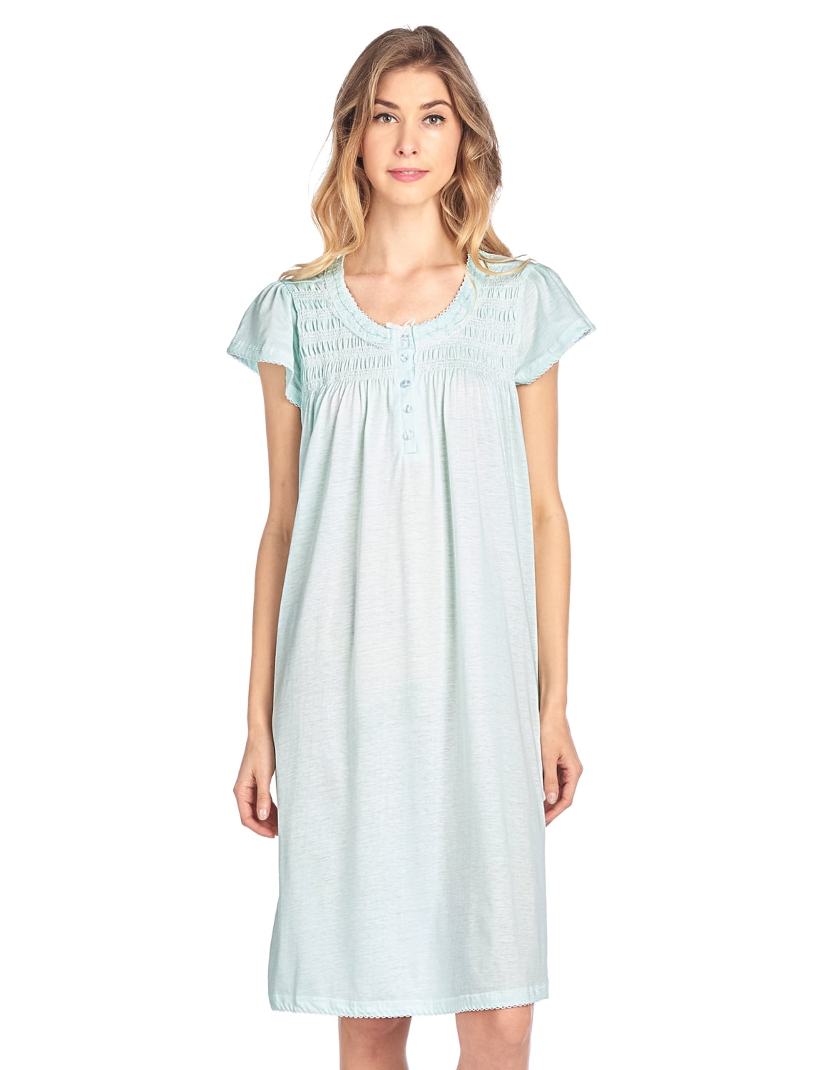 Casual Nights Women's Short Sleeve Floral And Lace Nightgown - Walmart.com