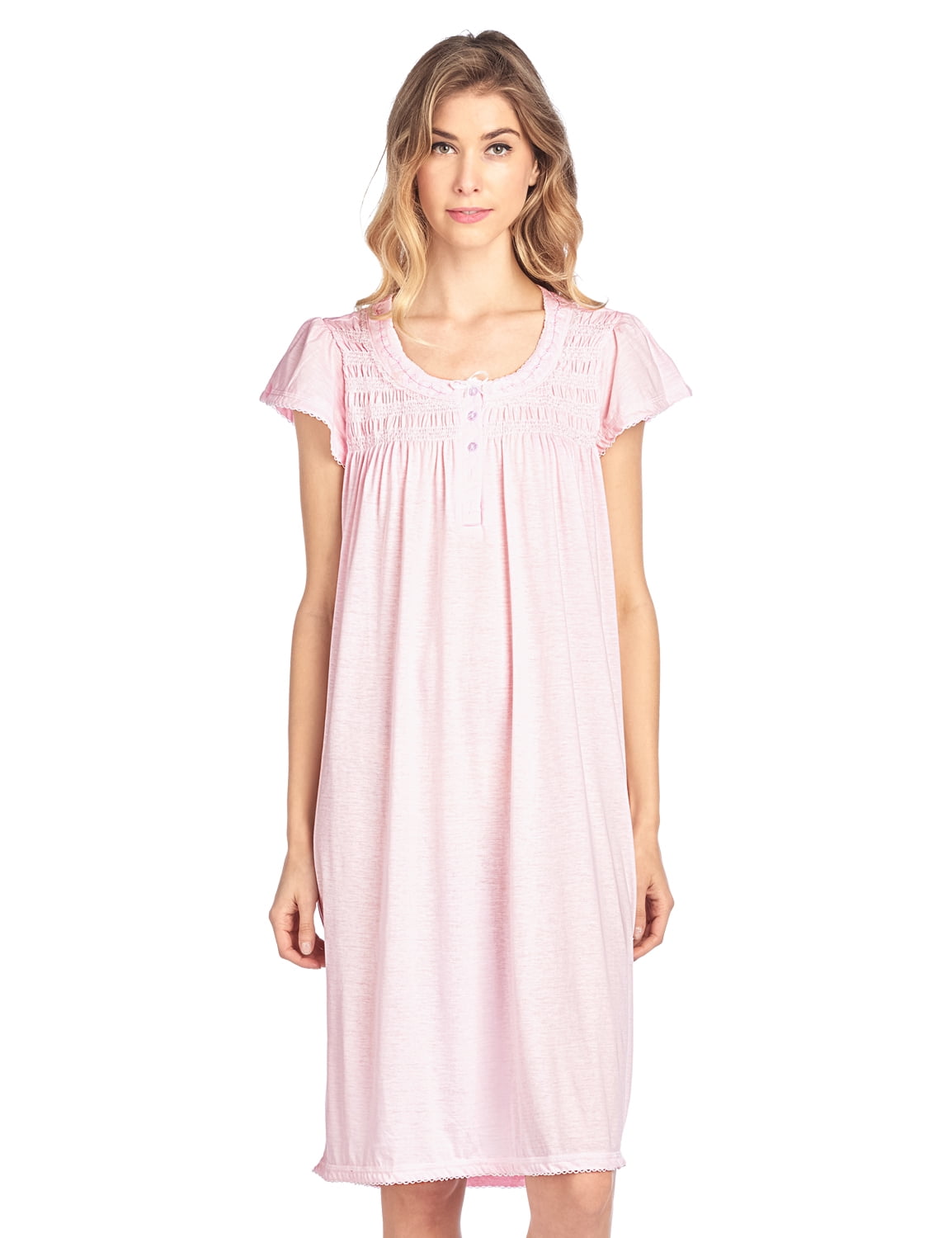 Casual Nights Women's Short Sleeve Floral And Lace Nightgown - Walmart.com