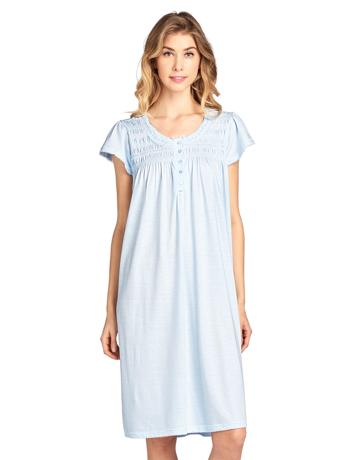 Casual Nights Women's Short Sleeve Floral And Lace Nightgown - Walmart.com