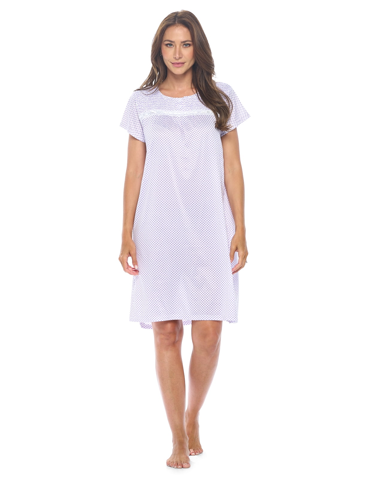 Casual Nights Women's Short Sleeve Floral Nightgown Nightshirt Night ...