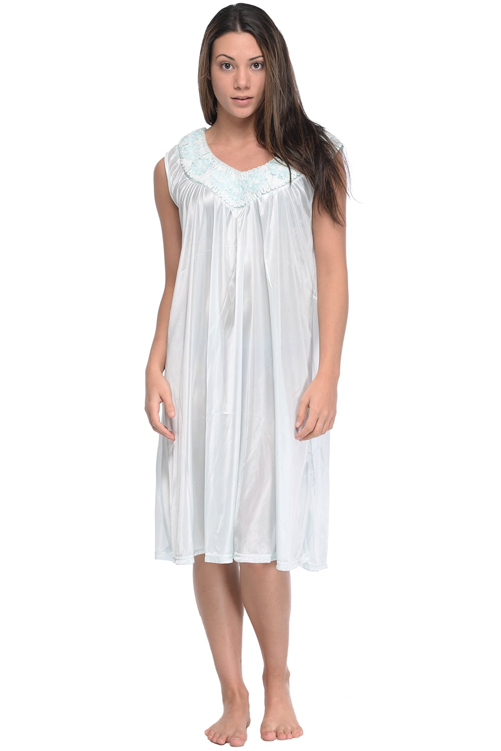 Casual Nights Women's Sleeveless Flower Satin Nightgown - Walmart.com