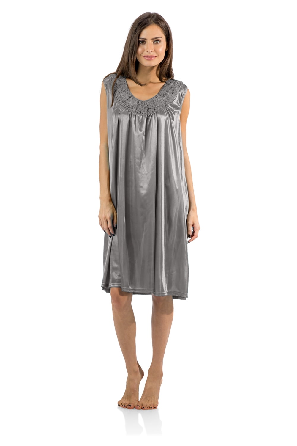 Casual Nights Women's Sleeveless Flower Satin Nightgown - Walmart.com