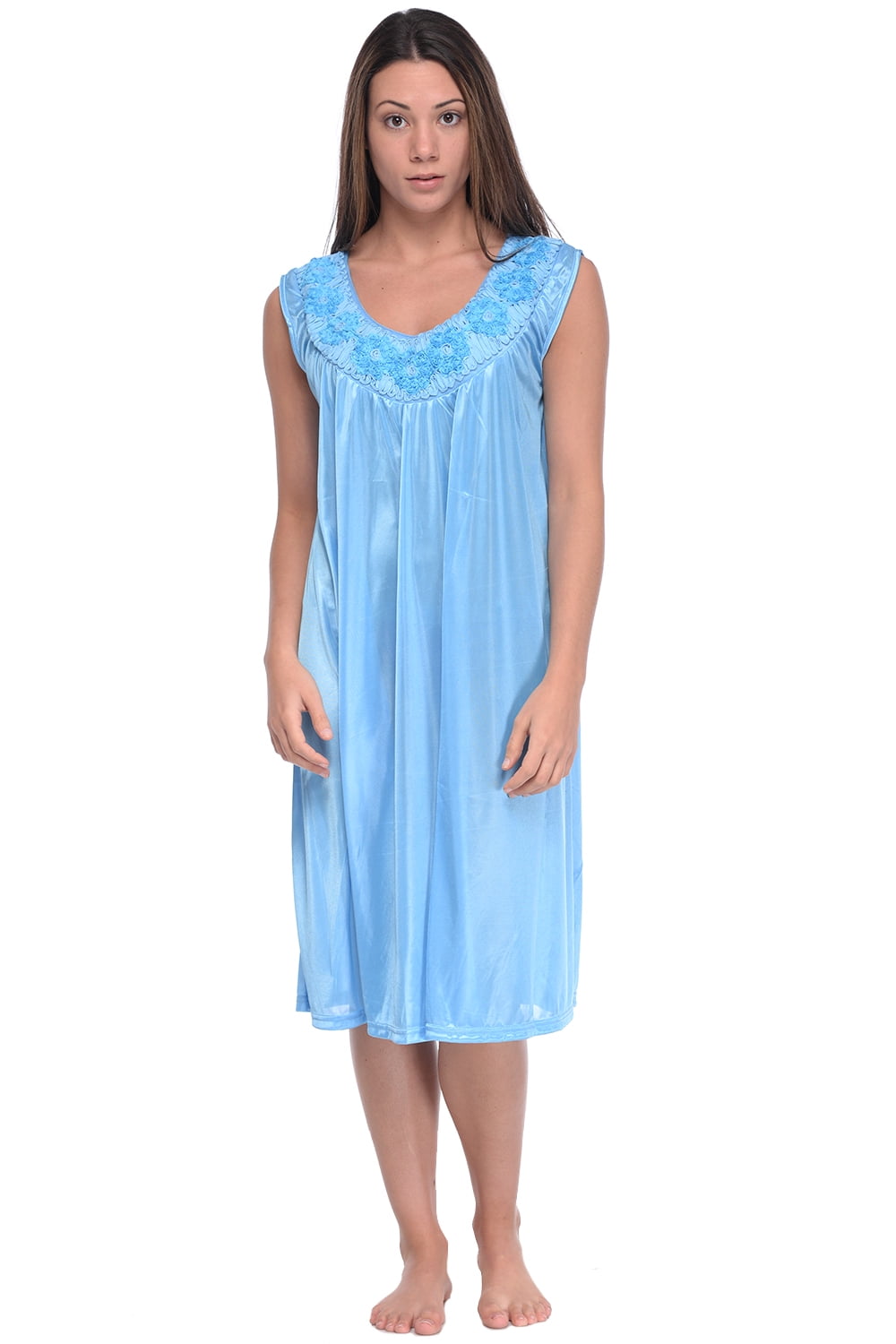 Casual Nights Women's Sleeveless Flower Satin Nightgown - Walmart.com