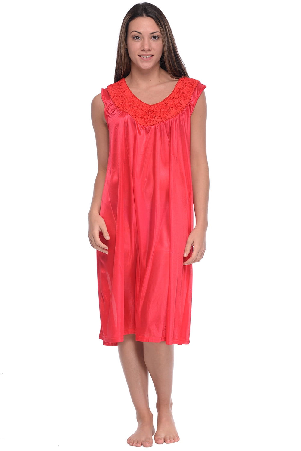Casual Nights Women's Sleeveless Flower Satin Nightgown - Walmart.com