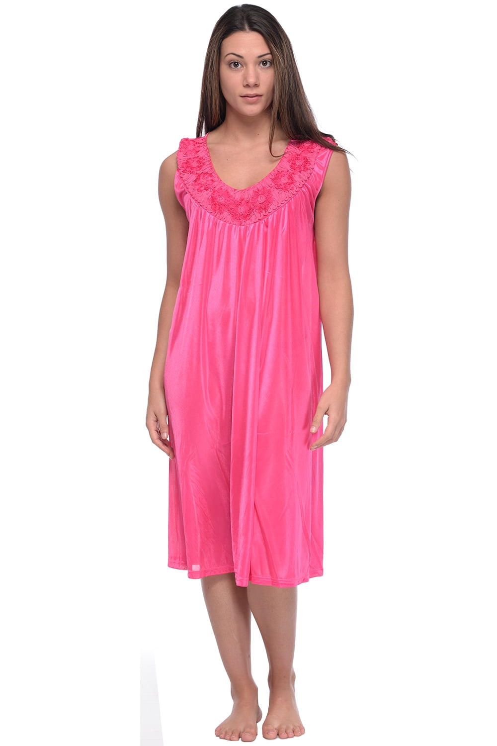 Casual Nights Women's Sleeveless Flower Satin Nightgown - Walmart.com