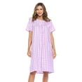 Casual Nights Women's Snap Front House Dress Short Sleeve Woven Duster ...