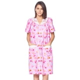 Casual Nights Women's Snap Front House Dress Short Sleeve Woven Duster ...