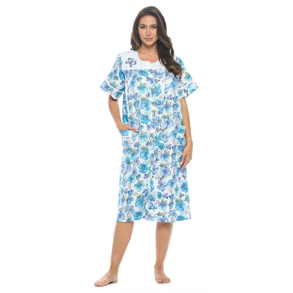 Casual Nights Women's Snap-Front Cotton Duster Robe with Pockets, Short ...