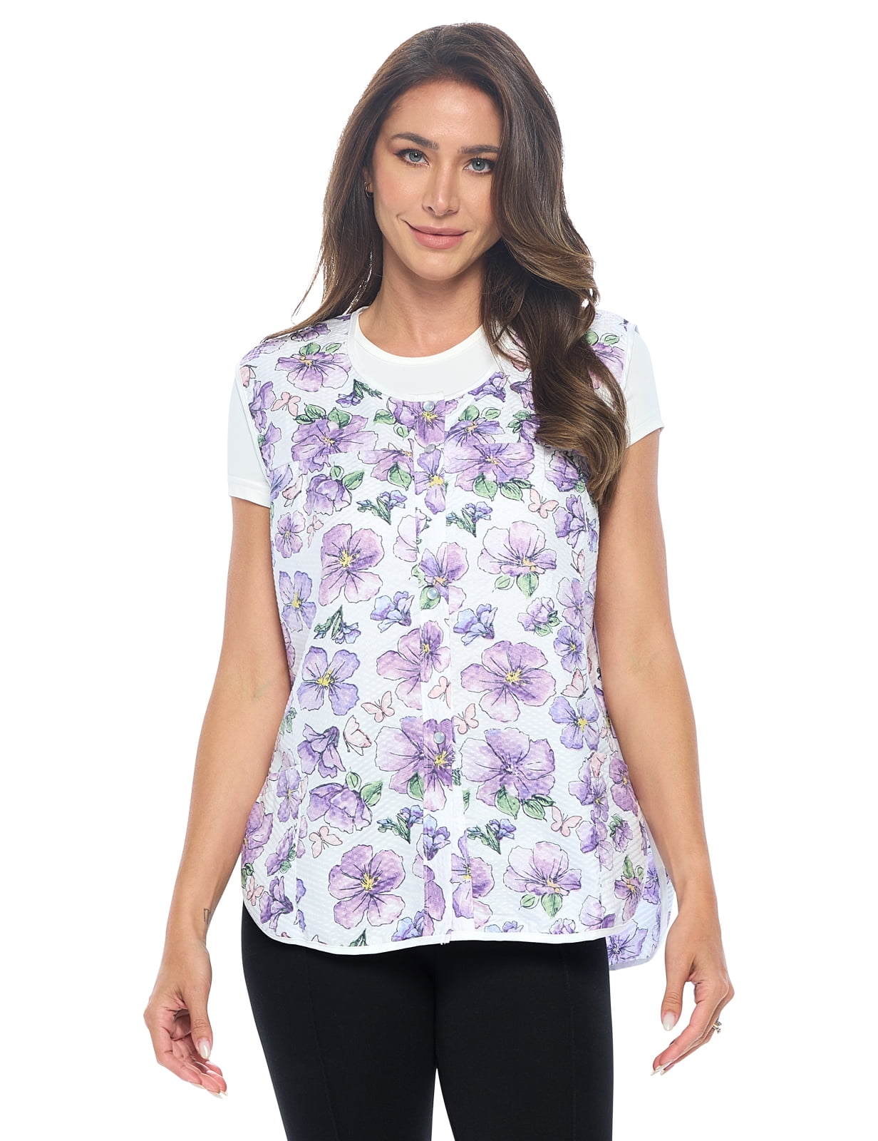 Casual Nights Women's Snap Front Smock Cobbler Woven Scrub Apron with ...